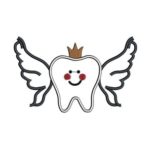 Tooth With Wings Applique Machine Embroidery Digitized Design Design ...
