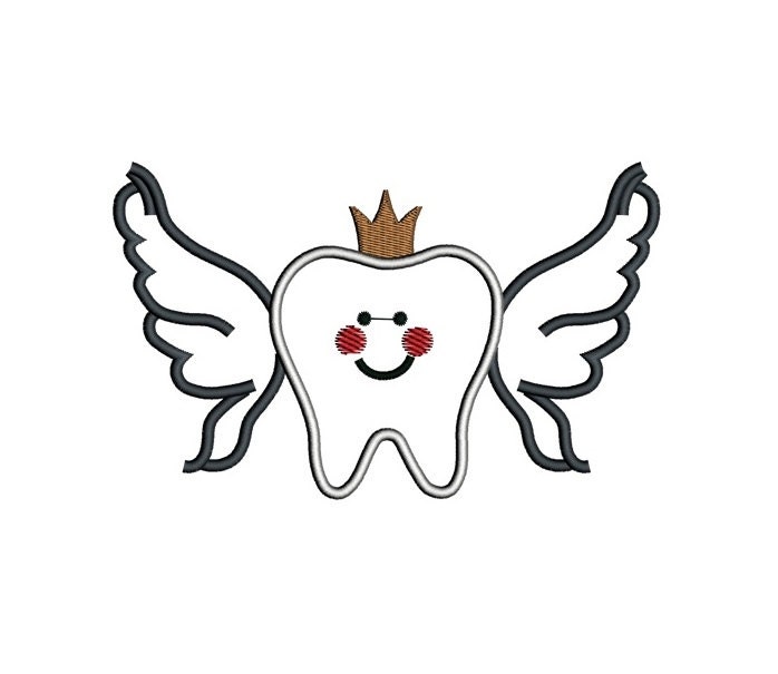 Tooth With Wings Applique Machine Embroidery Digitized Design Design ...