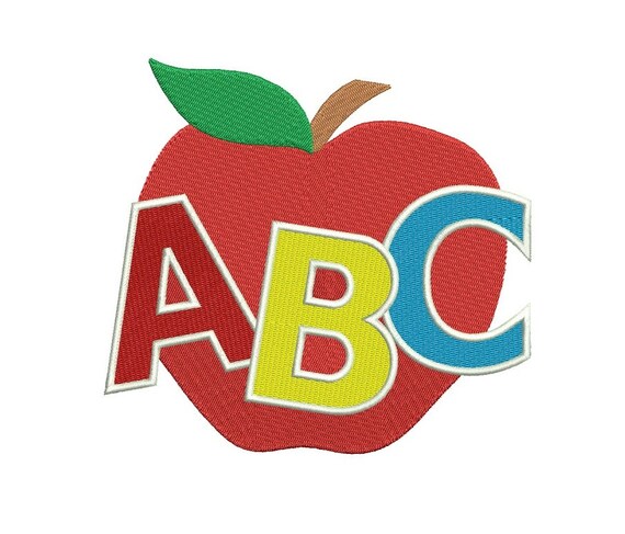 ABC Letters Apple Filled Machine Embroidery Digitized Design | Etsy