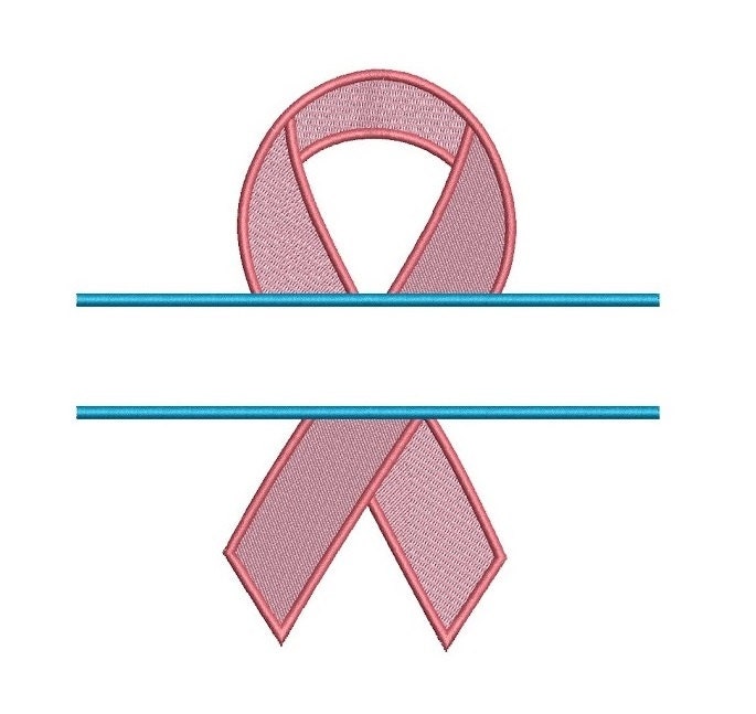 Breast Cancer Ribbon Filled Digitized Machine Embroidery Design Split ...