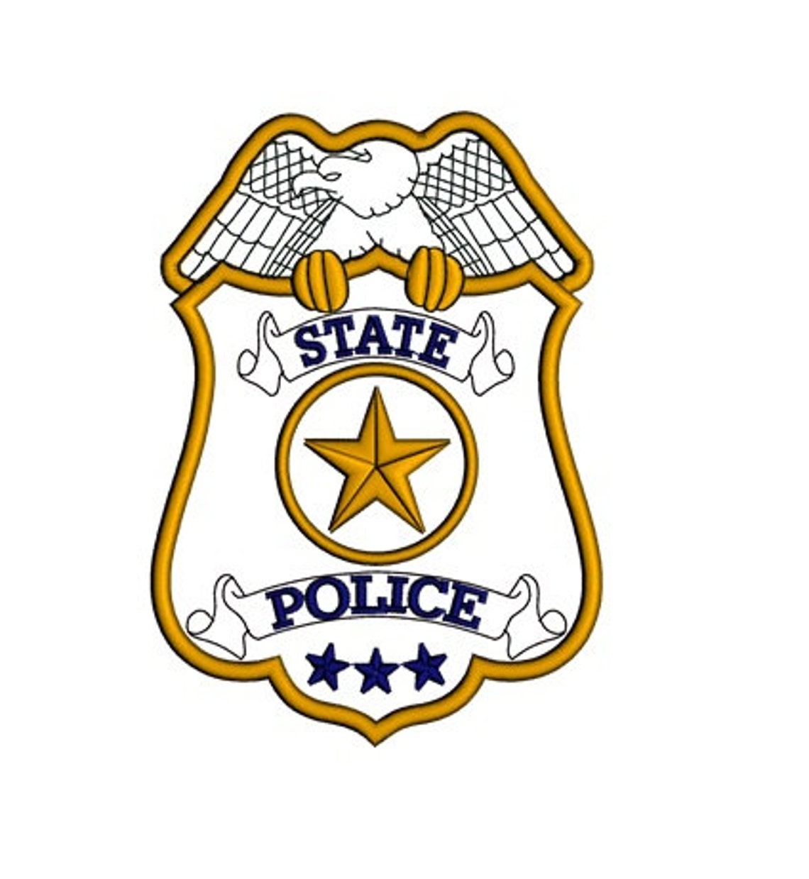 State Police Badge Applique Machine Embroidery Digitized | Etsy