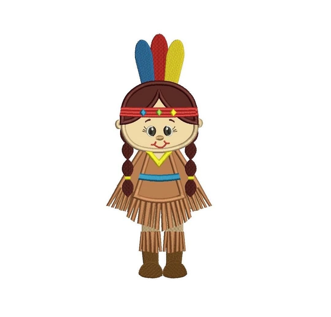 Little Girl Indian Applique Digitized Design Pattern - Instant Download ...