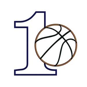 First Birthday Number 1 Basketball Ball Design Machine Embroidery ...