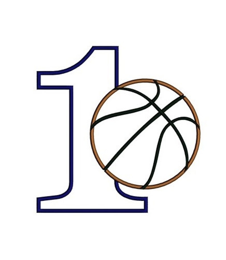 First Birthday Number 1 Basketball Ball Design Machine Embroidery ...