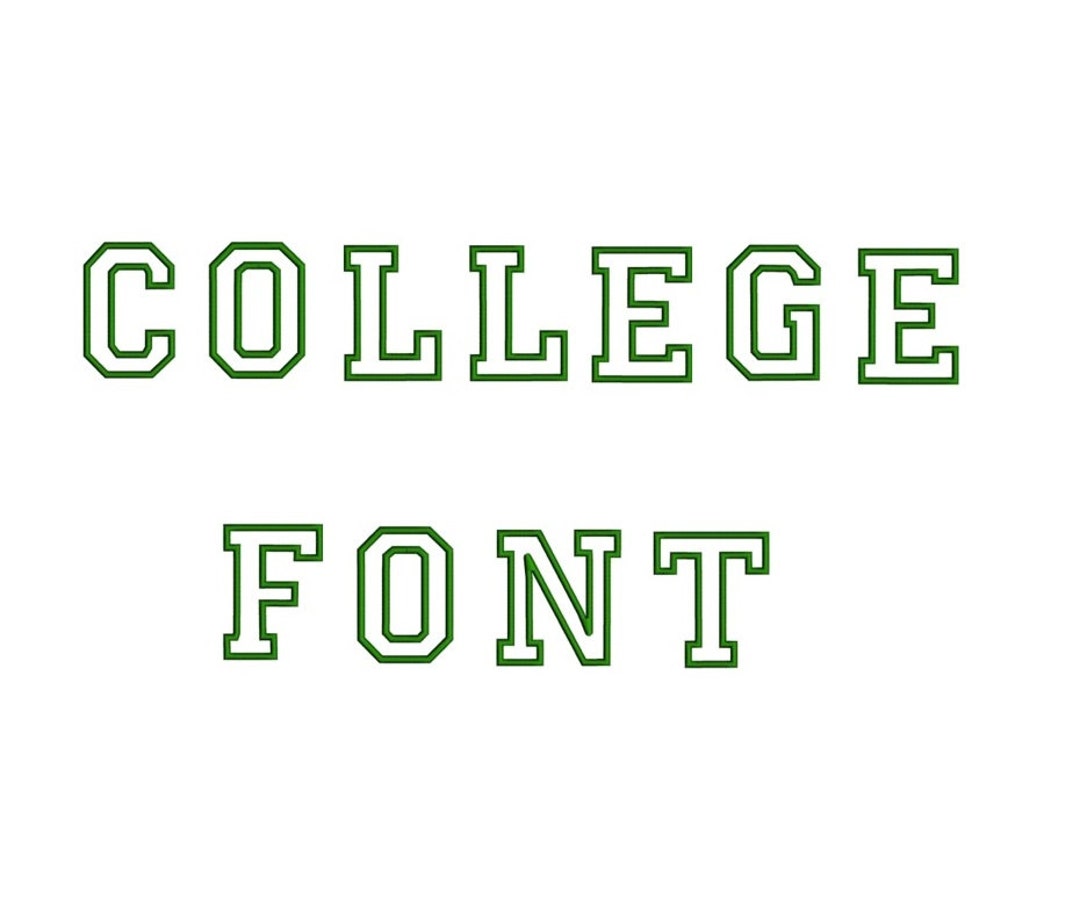 Large College Embroidery Digitized Font 4,5,6 Inches (upper Case) - Etsy