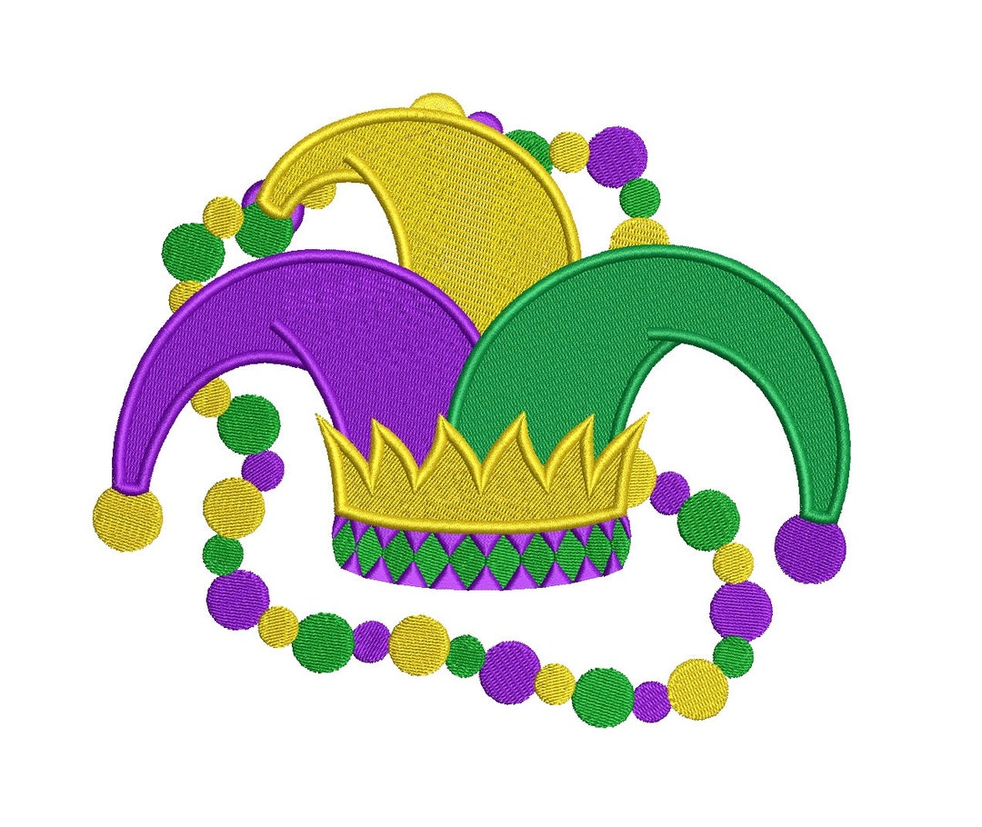 Jester's Hat Mardi Gras Filled Machine Embroidery Digitized Design ...