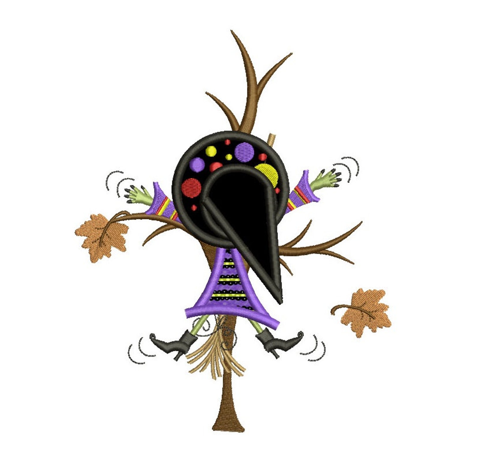 Witch Smacked Into Tree Halloween Applique Machine Embroidery Digitized ...