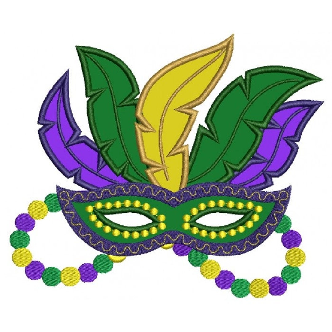 Mardi Gras Fancy Mask With Feathers Applique Machine Embroidery ...