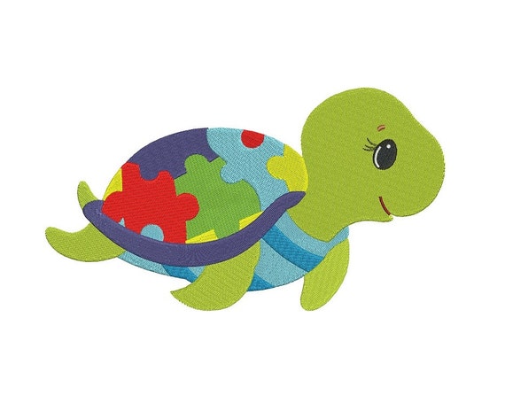 Autism Awareness Turtle Filled Machine Embroidery Digitized - Etsy