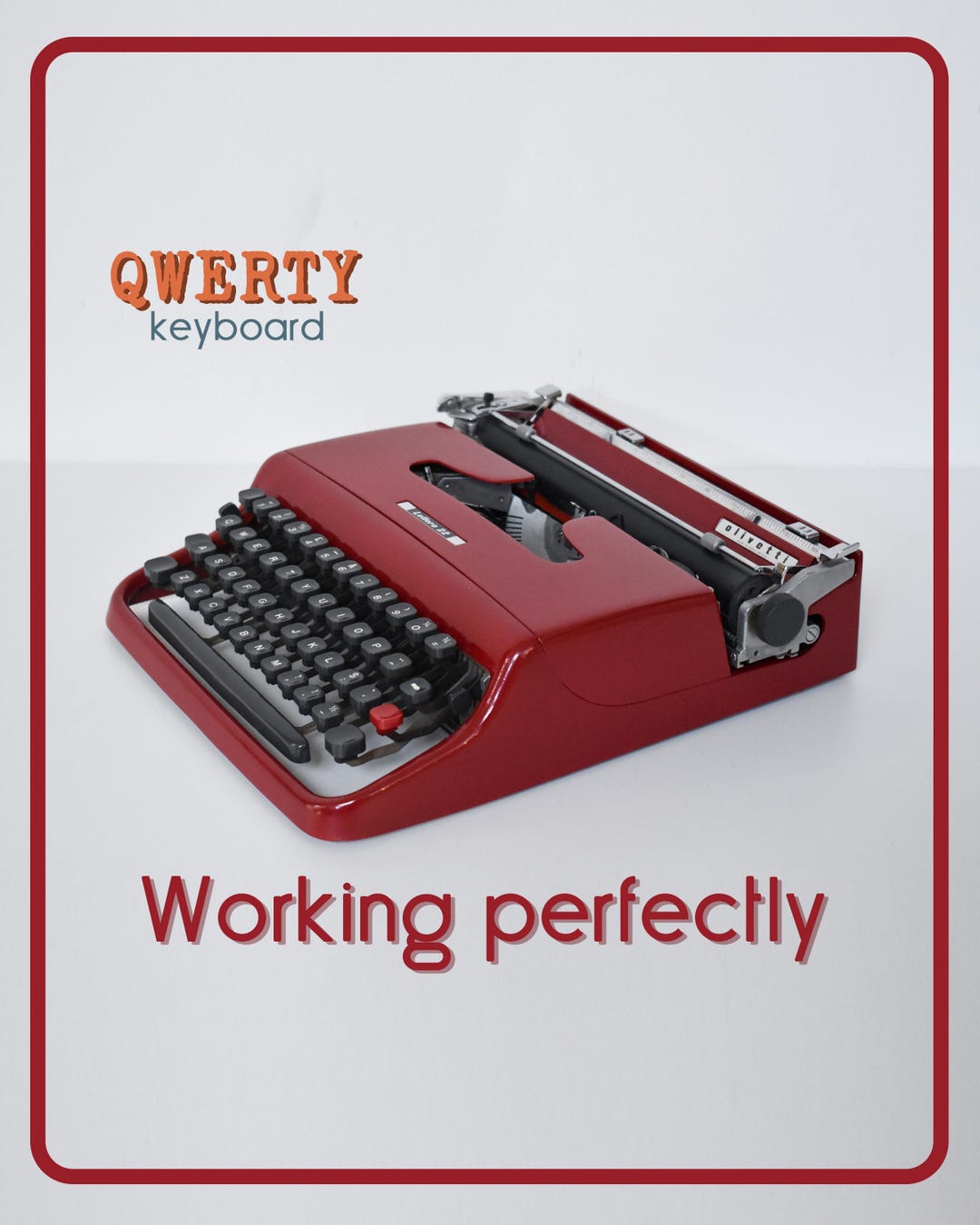 CUSTOM COLORS AVAILABLE - Cherry Red Olivetti Lettera 22 Typewriter ...