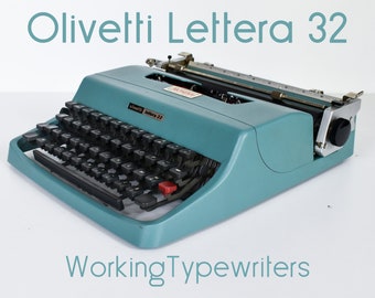 OLIVETTI LETTERA 32 1972 Made in Italy Green Manual Portable Perfect ...