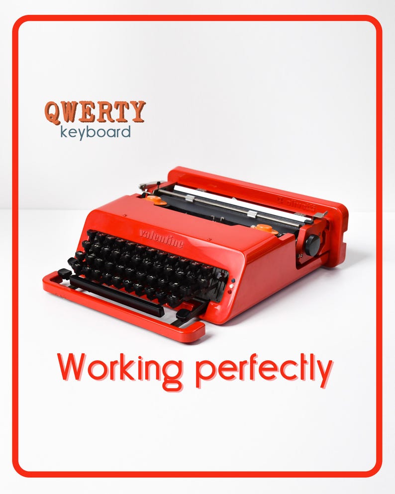PERFECTLY WORKING Typewriter - Red Olivetti Valentine S ...
