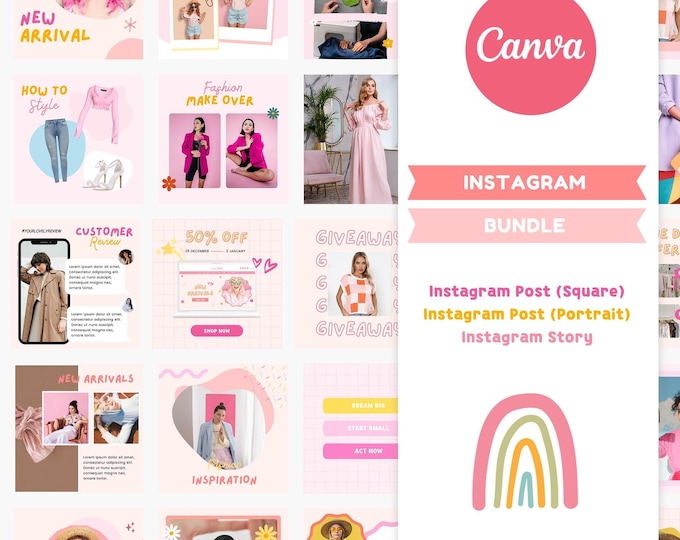 Colorful Instagram Template Bundle for Fashion Boutique Ecommerce Shop ...