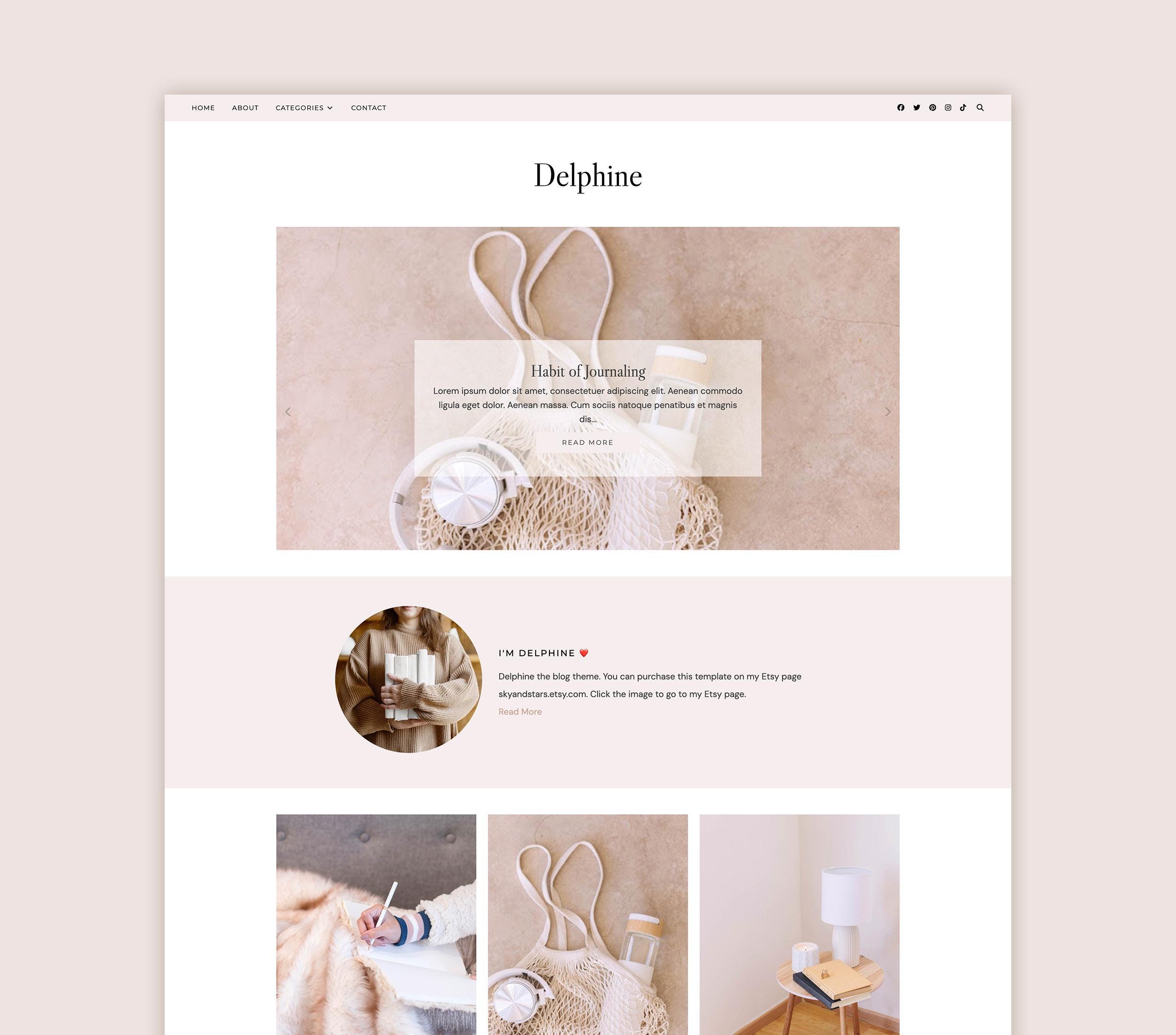 Soft Pink Blogger Template| Feminine Blogspot Theme With Grid Layout ...
