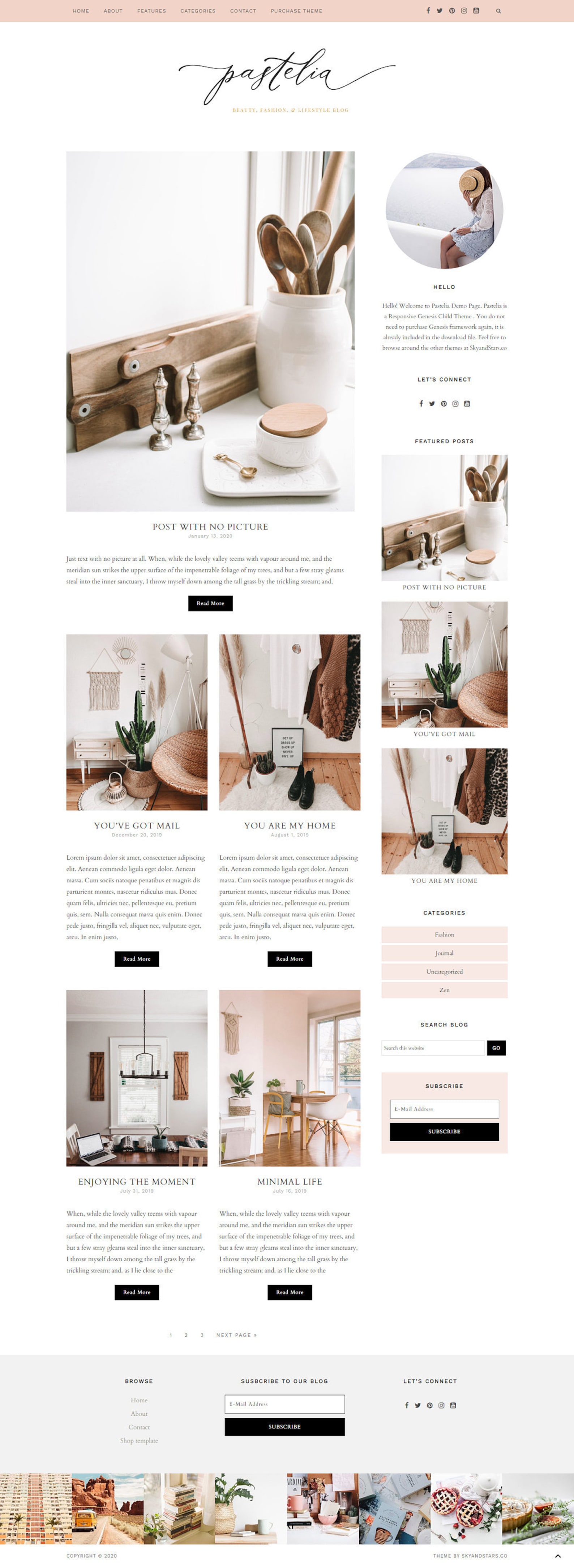 Pink Feminine Wordpress Theme Pastel Pink Wordpress Template - Etsy