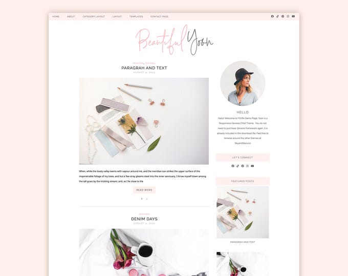 Feminine Wordpress Theme for Lifestyle Bloggers, Family Blogger, Mommy ...