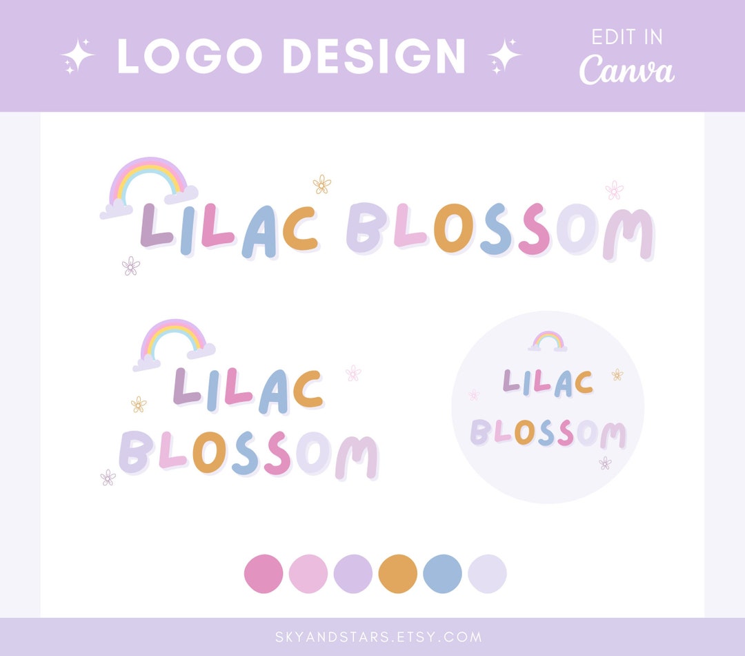 Lilac Color Editable Logo Aesthetic Logo Design - Boutique Shop Logo ...