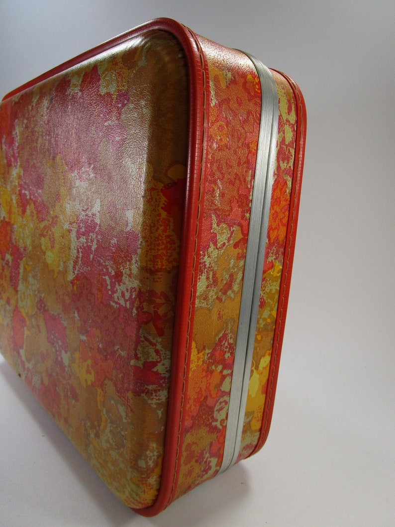 Vintage Red and Gold Small Suitcase - Etsy