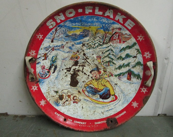 Vintage Sno-flake Snow Sled Disk Garton Toy Company Sheboygan Wisconsin ...