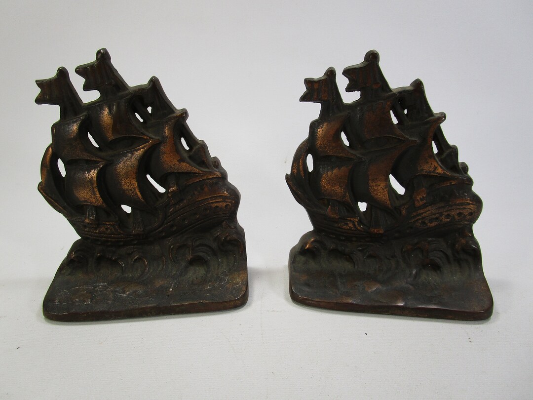 Vintage Pair of National Ship Brass Bookends - Etsy
