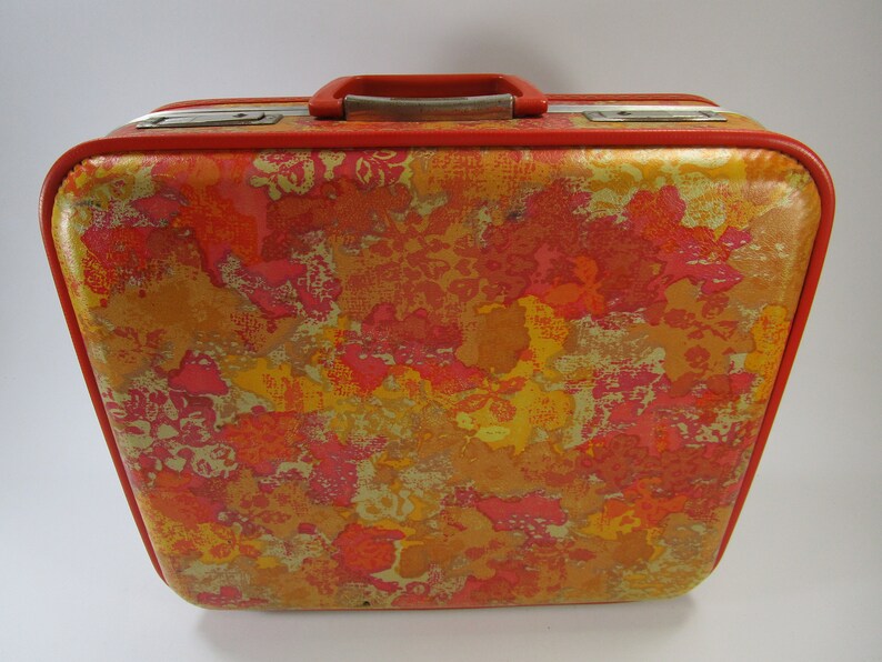 Vintage Red and Gold Small Suitcase - Etsy