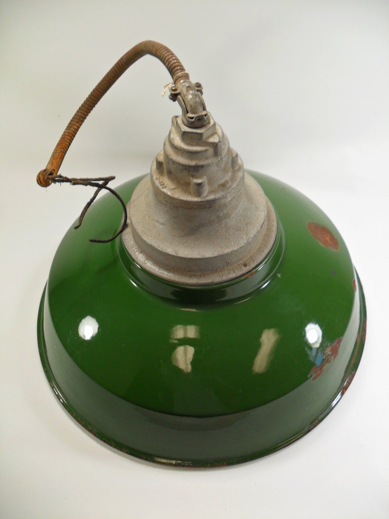 Green Porcelain Gas Service Station Light Shade Fixture Explosion Proof ...