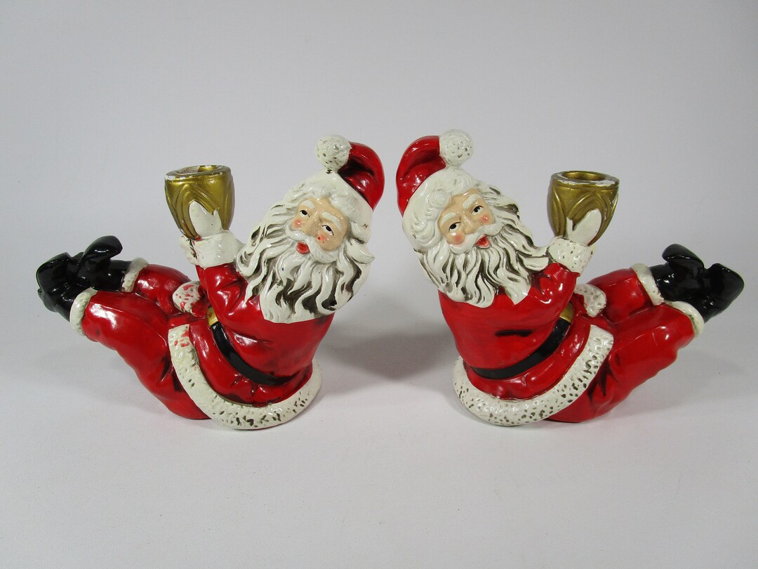 Vintage Pair of Sanat Claus Candle Stick Holders Japan - Etsy