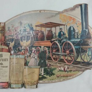 Vintage Seagram's Canadian Whiskey Cardboard Advertising Sign Steam ...