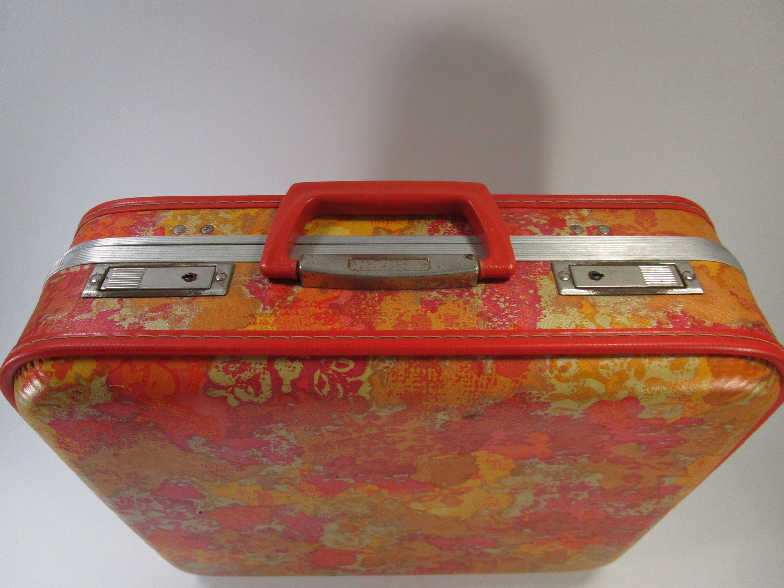 Vintage Red and Gold Small Suitcase - Etsy