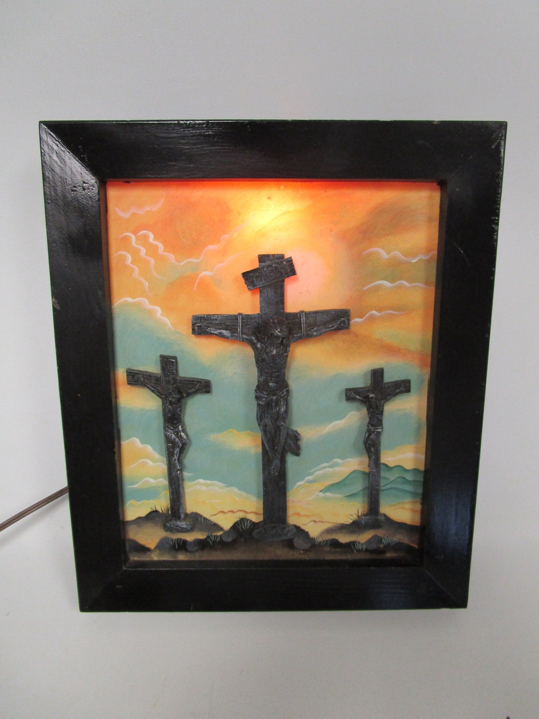 Vintage Mexican Folk Art Light up Jesus Sign Picture - Etsy