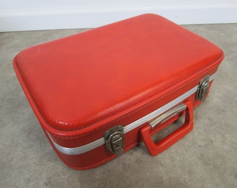 Vintage Red and Gold Small Suitcase | Etsy