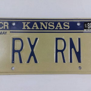 Vintage 1988 Kansas Vanity Personalized License Plate Rx Rn Doctor ...