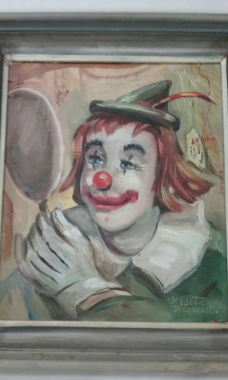 Vintage Modesta Richerson Clown Oil Painting Original - Etsy