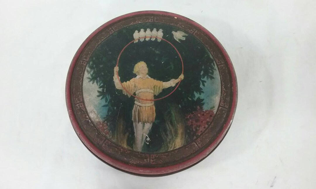 Vinatge Canco Tin Can Container Boy With Birds and Hoop Graphic Cookies ...