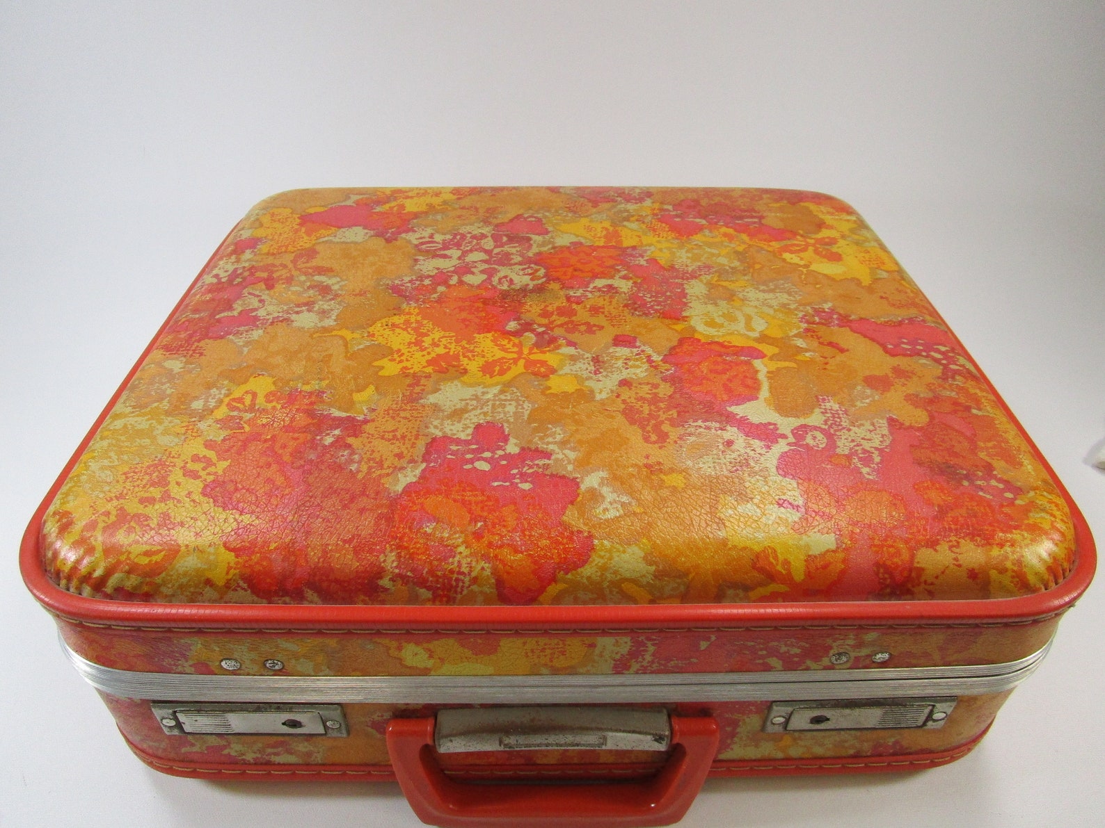 Vintage Red and Gold Small Suitcase - Etsy