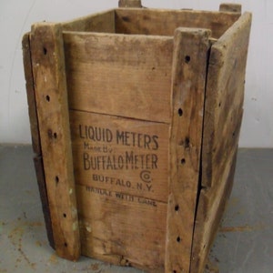 Vintage Buffalo Meter Company Wood Shipping Crate Box Steampunk New ...