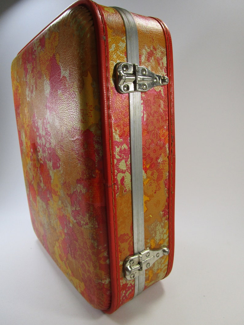 Vintage Red and Gold Small Suitcase - Etsy