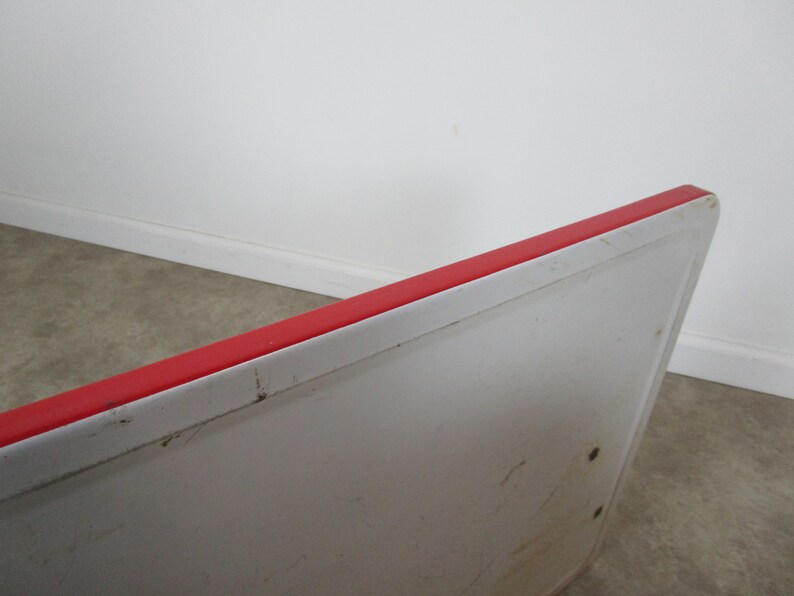 Vintage Retro Porcelain Enameled Red and White Table Top - Etsy