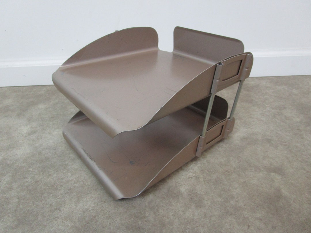 Vintage Metal Office Desk 2 Stack Paper Mail File Box - Etsy