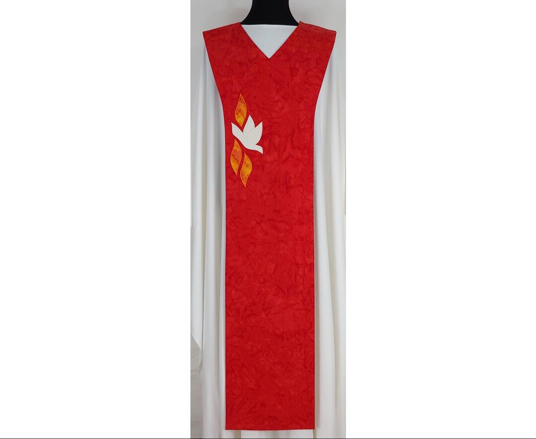 Red Scapular Monostole for UMC Licensed Pastor With Dove and Flames ...