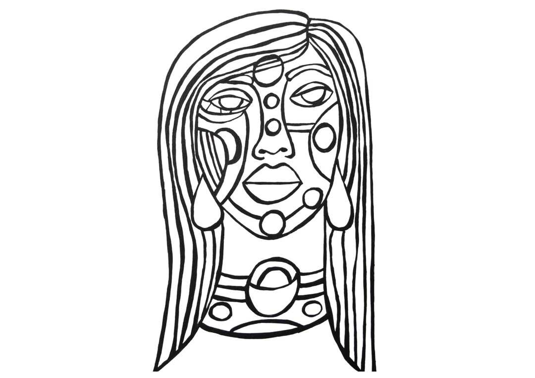 Digital Face Stamp Series 1:5, Printable Stamp for Mixed Media Art, Art ...