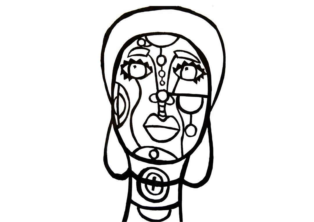 Abstract Face Stamp: Printable Art Journal, Collage, Cardmaking ...