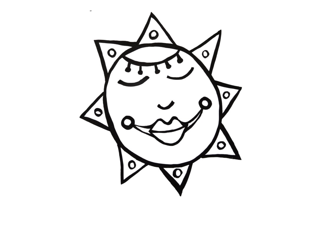 Face Stamp: Printable Sun Illustration for Art Journals (digital ...