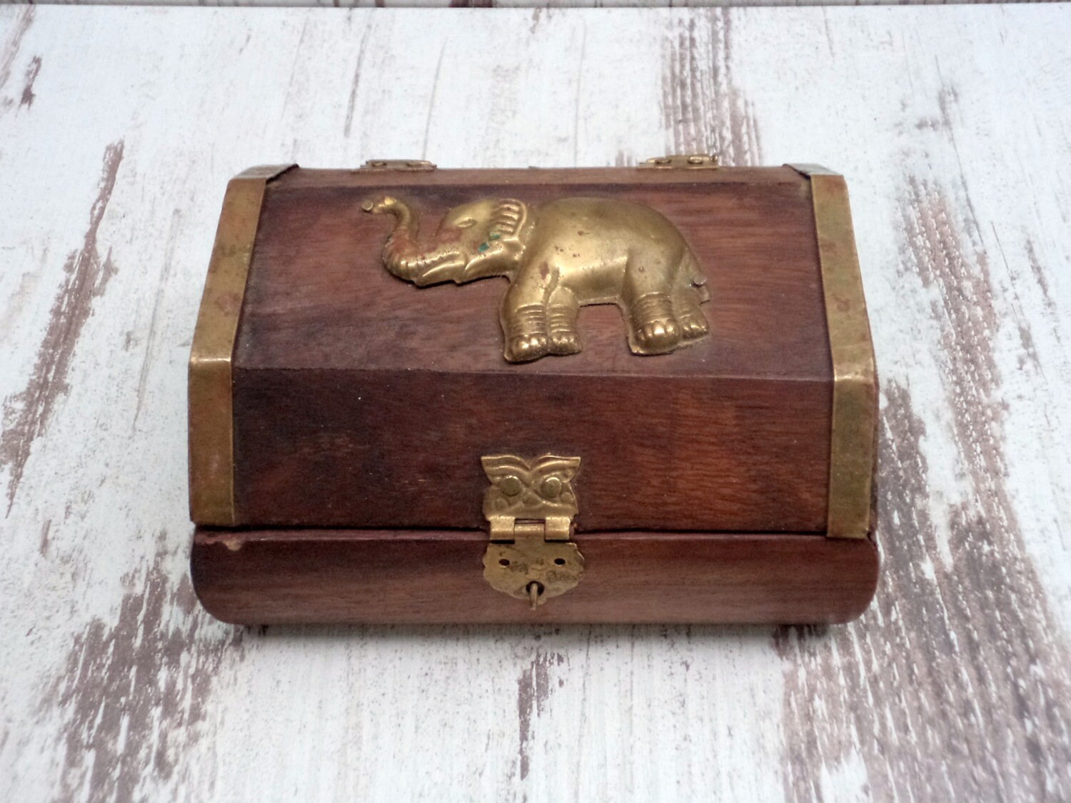 Vintage Wooden Brass Jewelry Treasure Chest Trinket Box Etsy Ireland