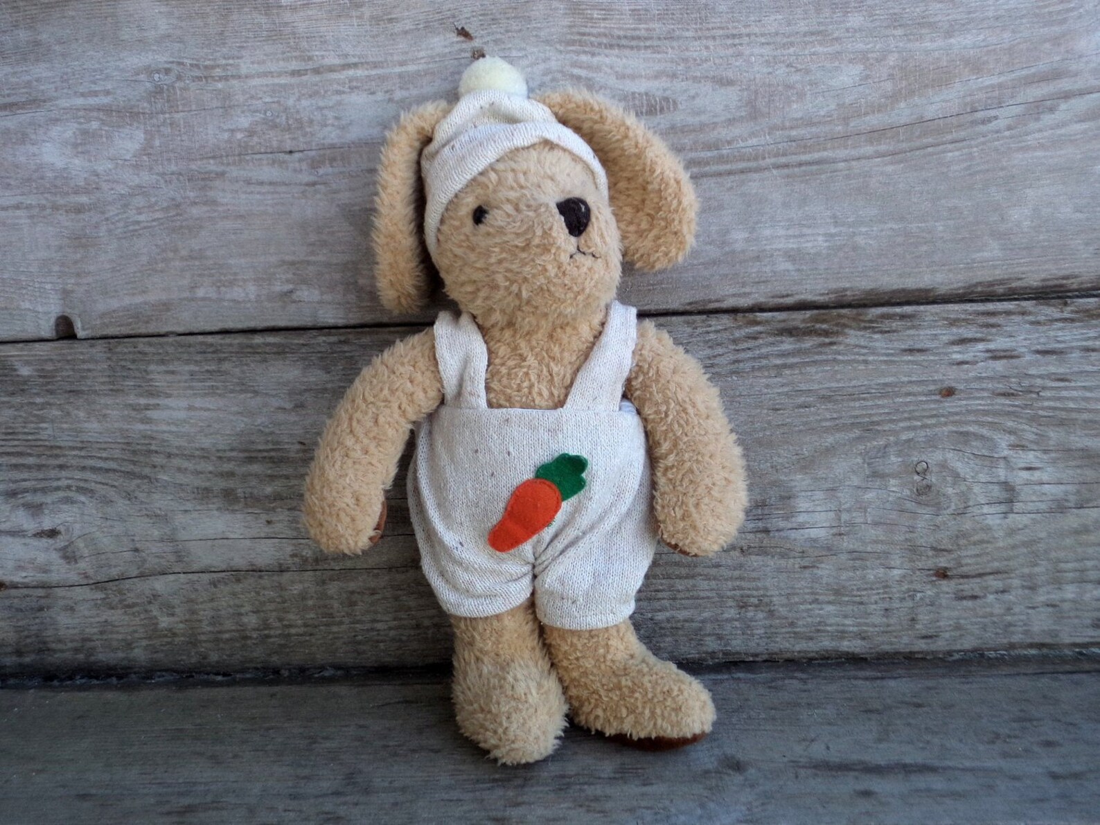 Vintage Plush Stuffed Bunny Toy Bunny with Knit Hat and Knit | Etsy