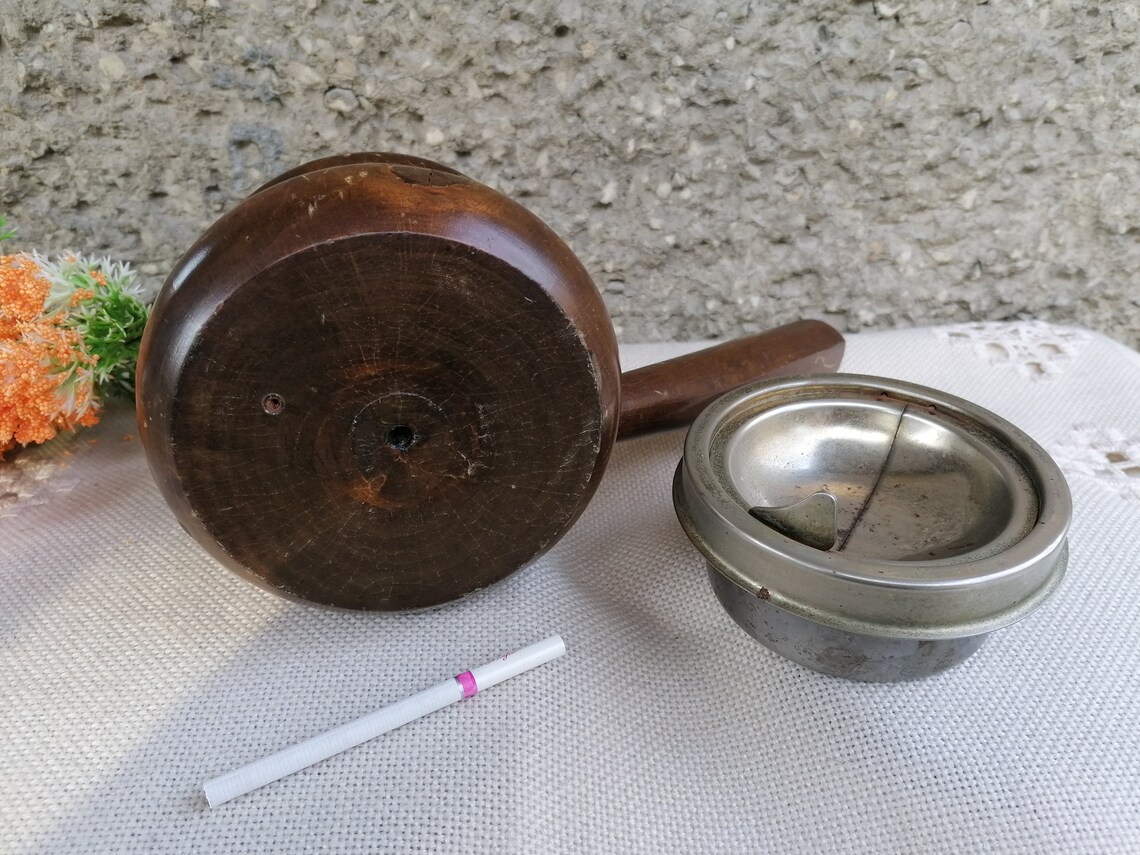 Vintage Wooden Handled Ashtray Primitive Ashtray Big | Etsy