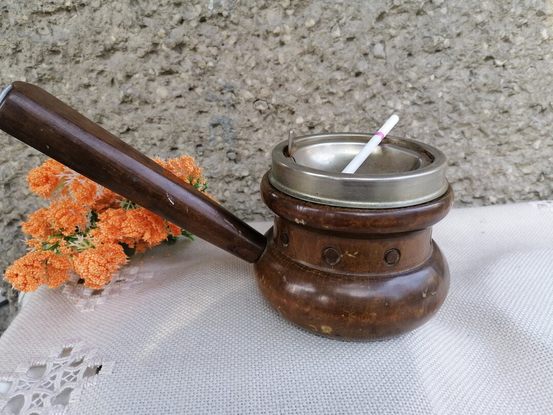 Buy Vintage Wooden Handled Ashtray Primitive Ashtray Big Online in ...