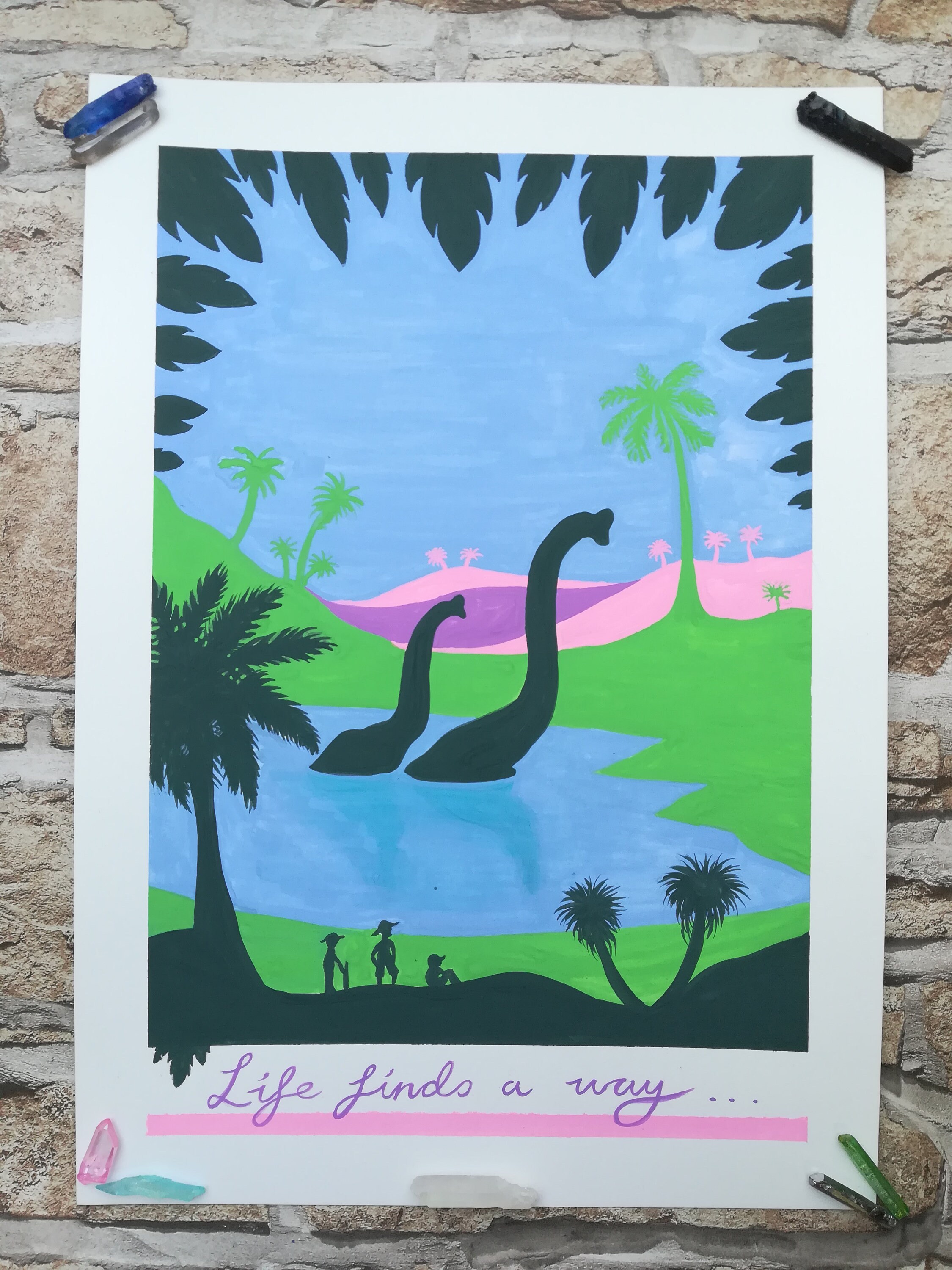 Dinosaur Fan Art Poster A3 Original Painting Gouache Dark - Etsy