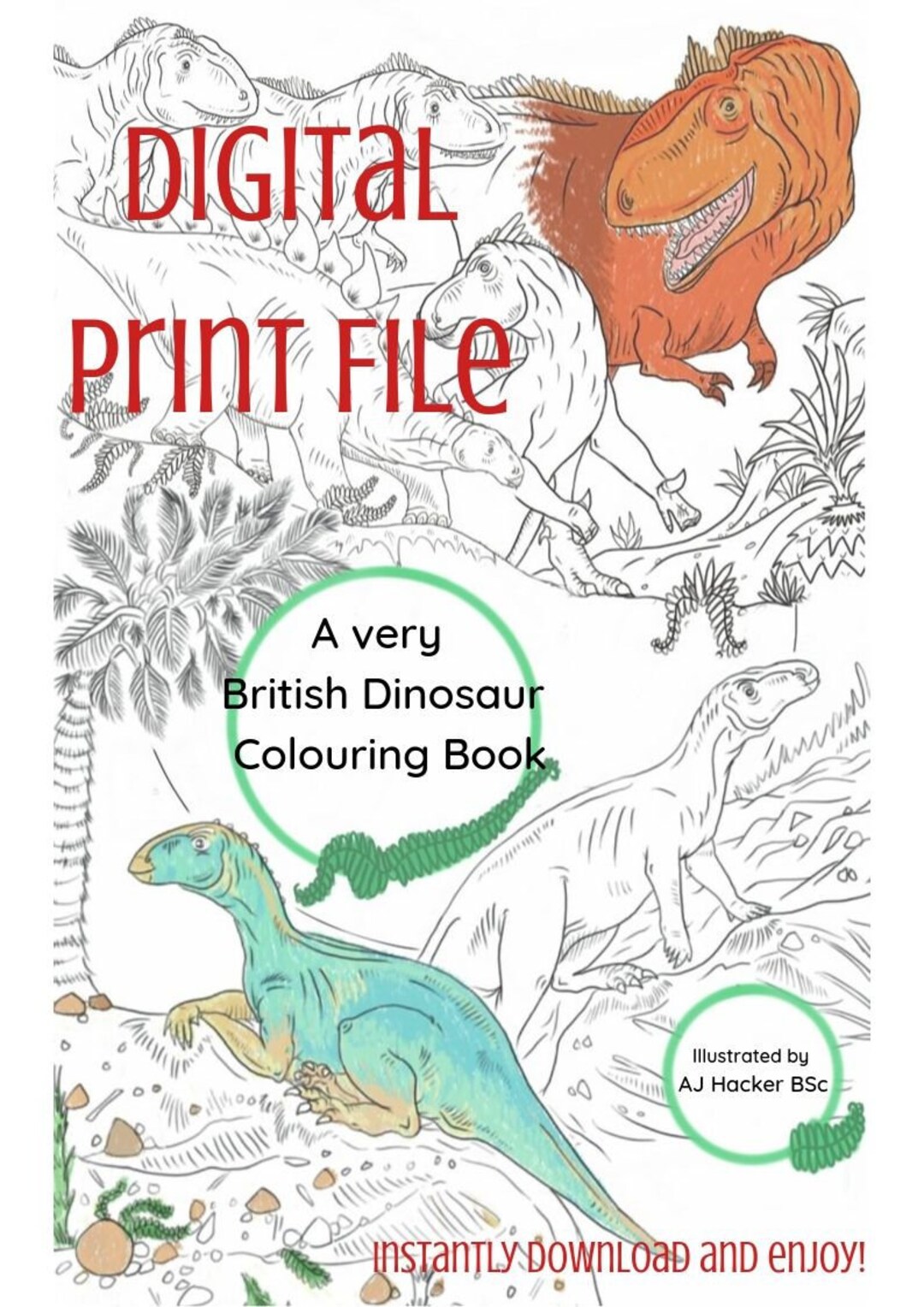 Digital Download - Dinosaur Colouring Book Pages - Prehistoric Jurassic ...