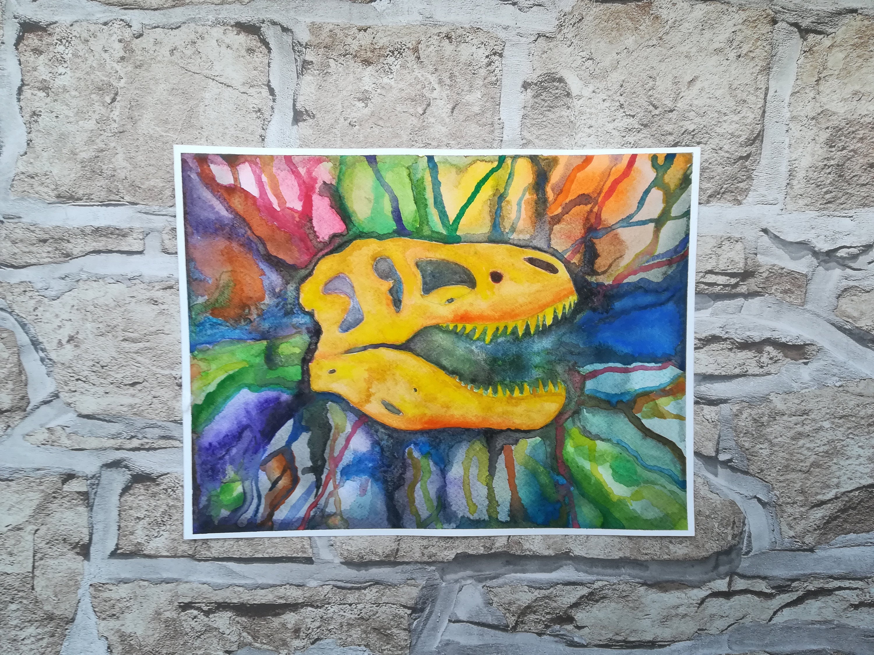 T-rex Skull Jurassic World Park Fan Art A4 Original Painting ...